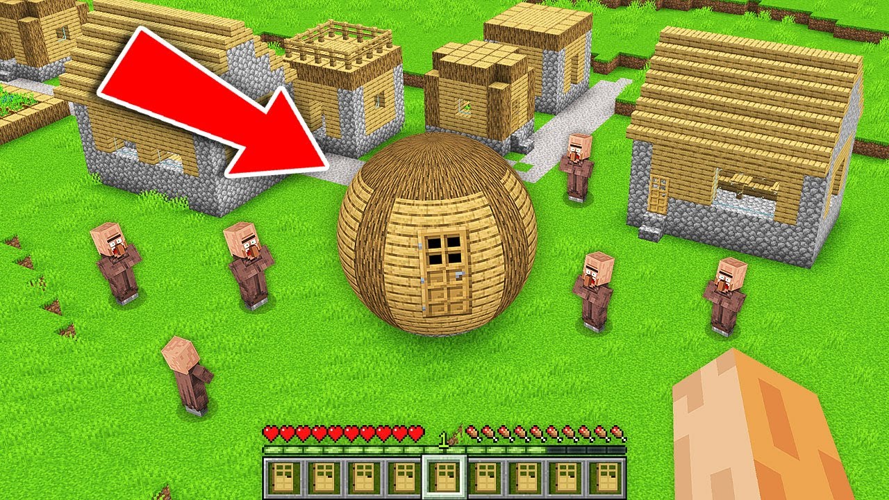 Who Build this SECRET SPHERE HOUSE in My Minecraft Village ??? New Round Base in Minecraft ...