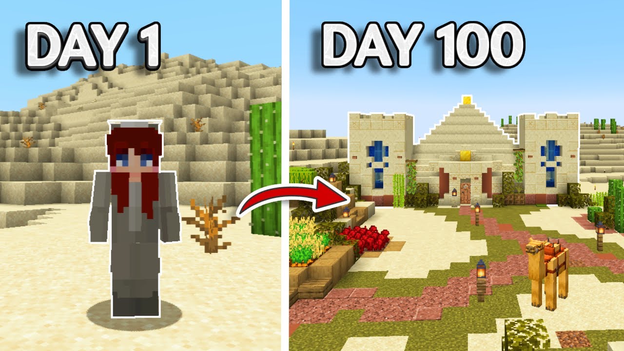 100 DAYS in the DESERT | Hardcore Minecraft - Minecraft videos