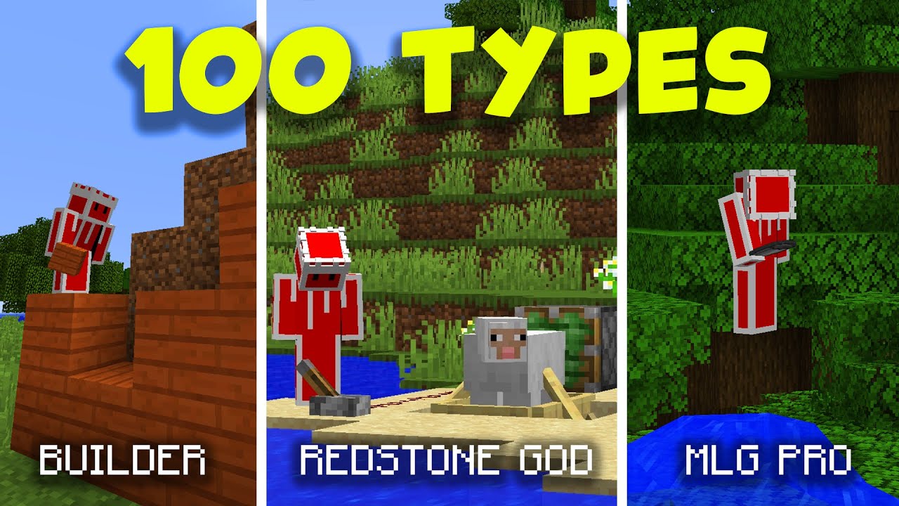 100 Types of Minecraft Players (All Shorts Together) - Minecraft videos