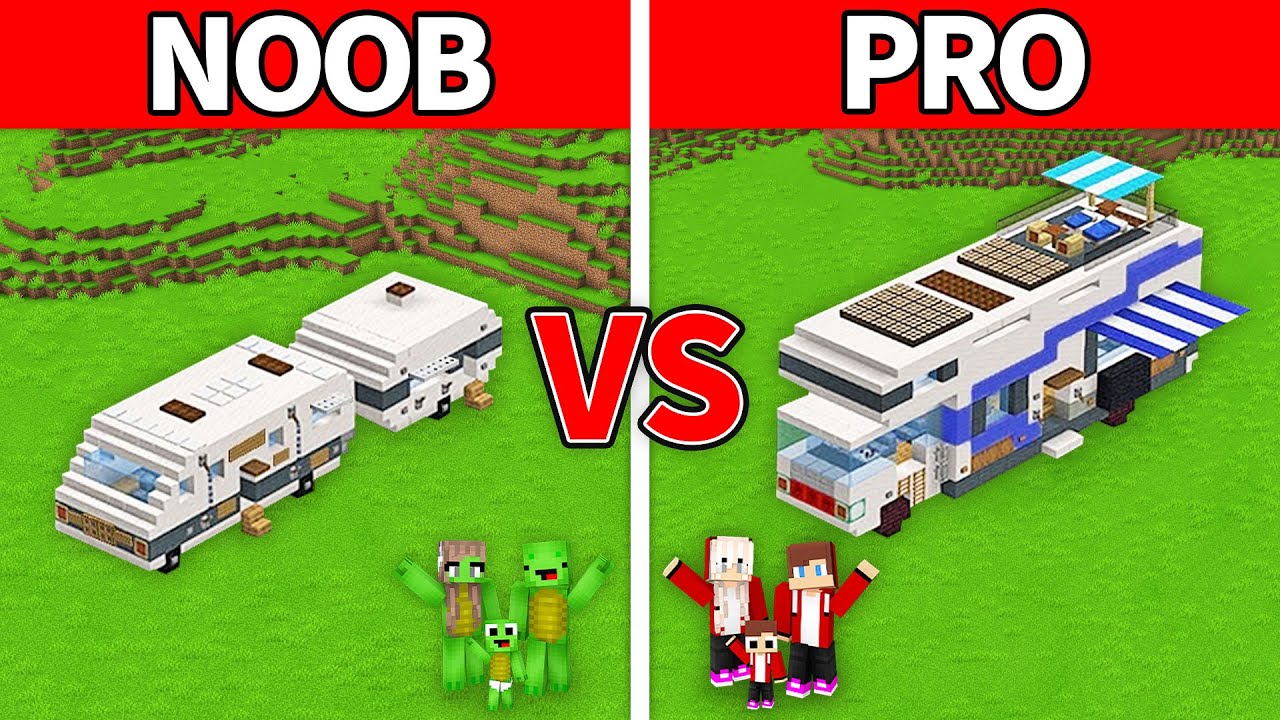 Mikey Family & JJ Family - NOOB vs PRO : RV House Build Challenge in Minecraft (Maizen ...