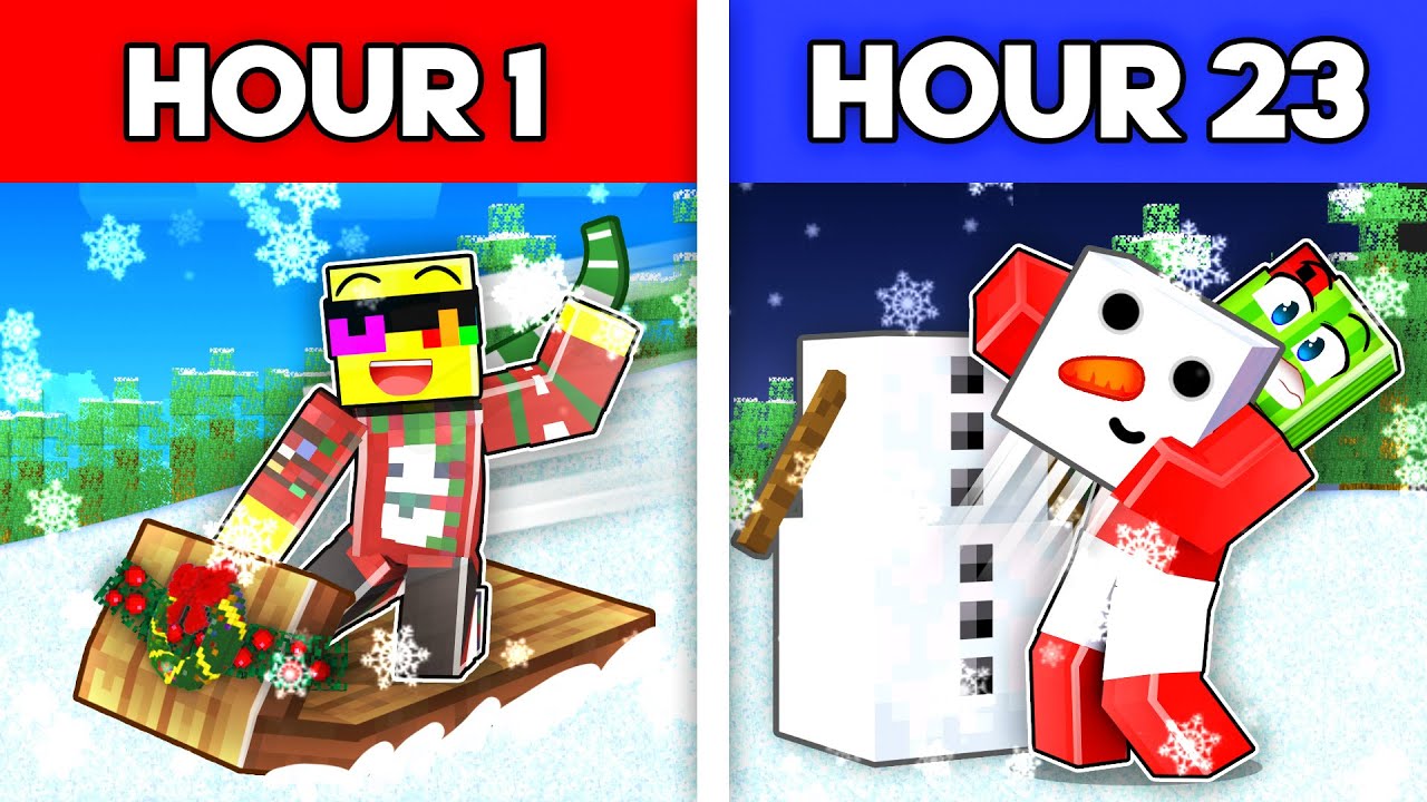 24 HOURS SNOW DAY In Minecraft! - Minecraft videos
