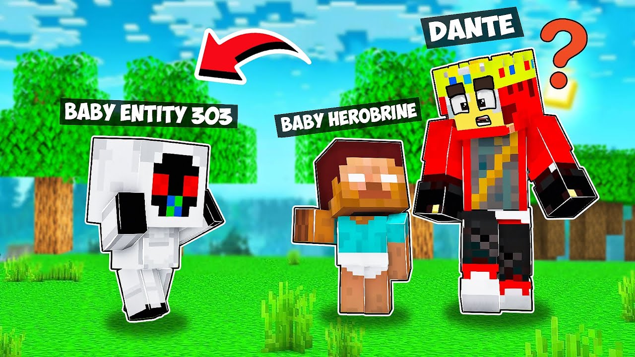 Baby Herobrine Meets Baby Entity 303 in Minecraft! - Minecraft videos