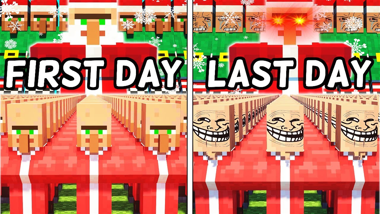 I Made 100 Villagers Simulate Survival On Christmas in Minecraft ...