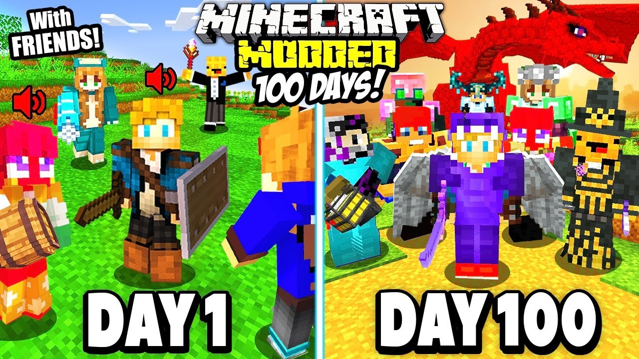 I Spent 100 Days in MODDED MINECRAFT with FRIENDS!!! - Minecraft videos