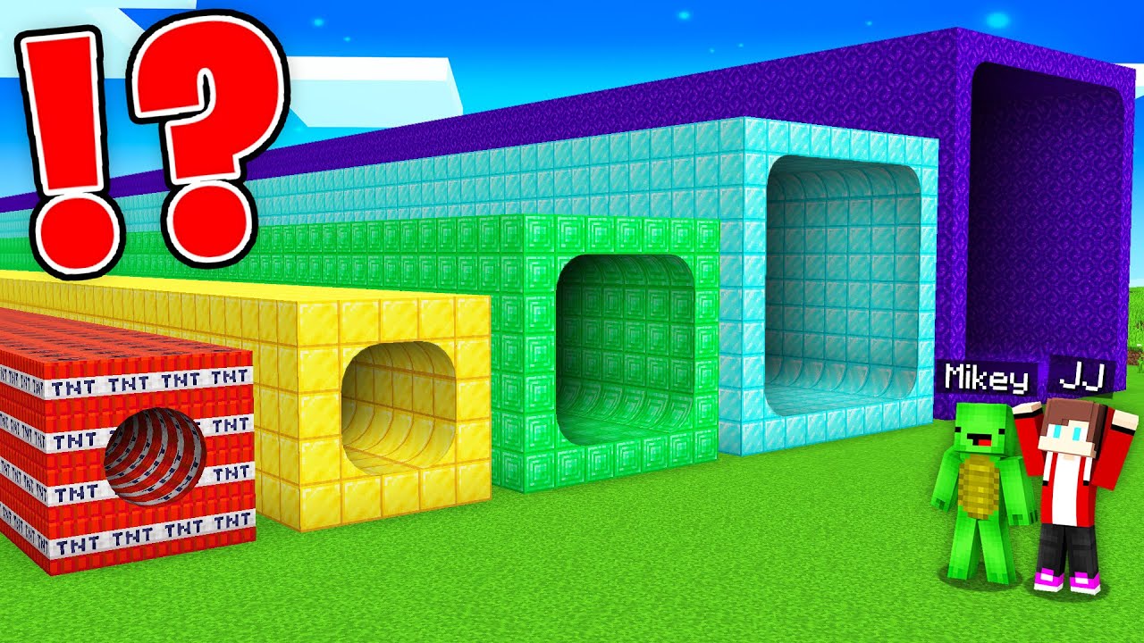 JJ and Mikey Found NEW LONGEST TUNNEL of ALL SIZES BATTLE in Minecraft Maizen! - Minecraft videos