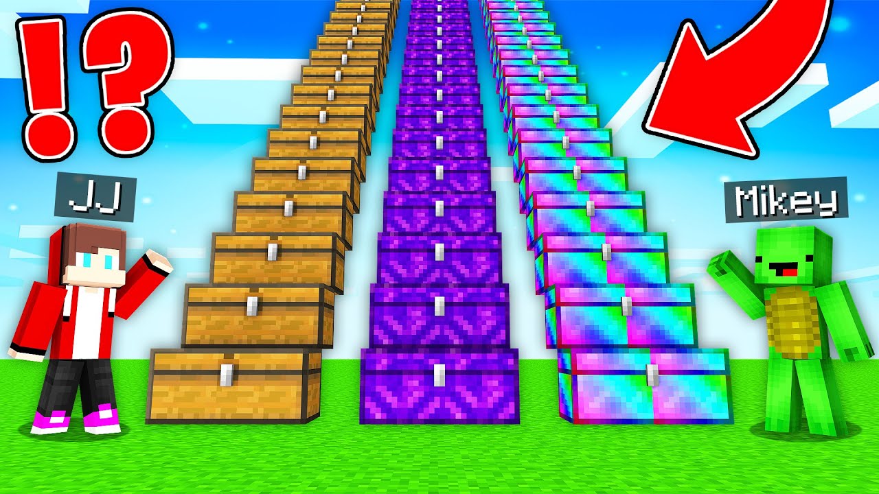 JJ and Mikey Found The LONGEST CHEST STAIRS in Minecraft Maizen! - Minecraft videos