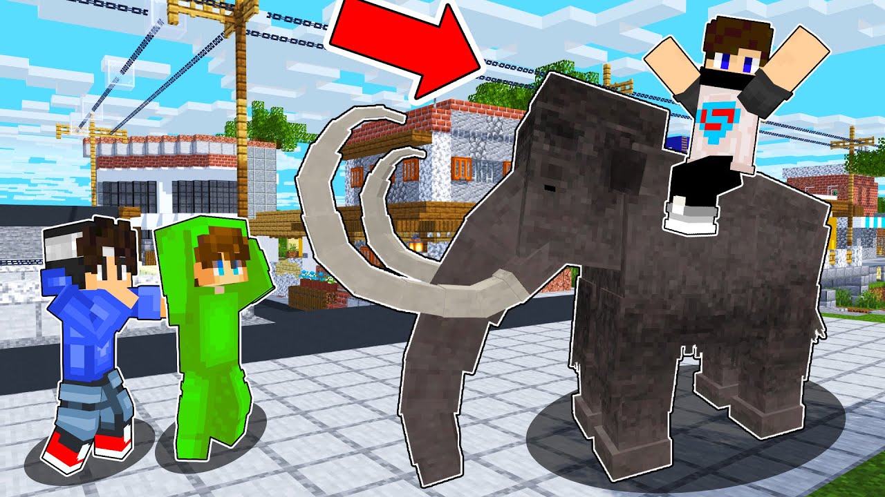Minecraft but, Riding on a GIANT ELEPHANT - Minecraft videos