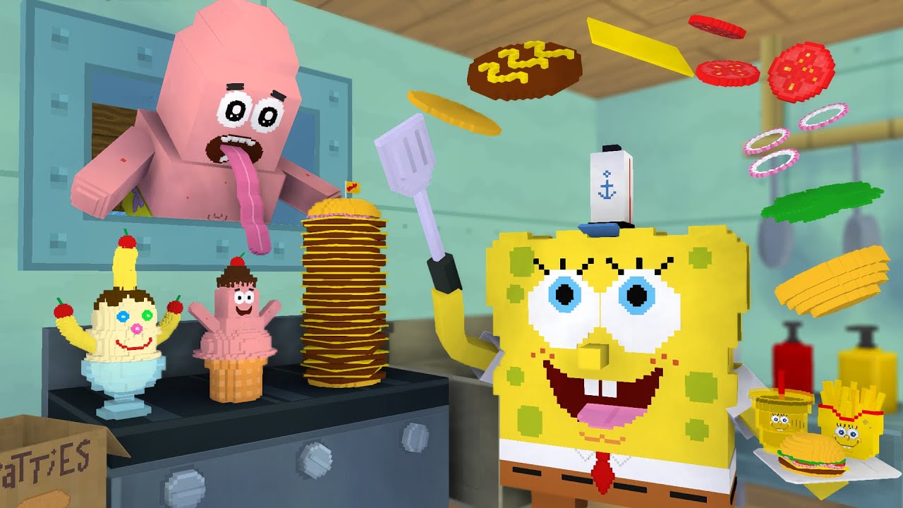 Monster School: SPONGEBOB SEASON 1 & 2 - Work at Pizza, Burger, Candy ...