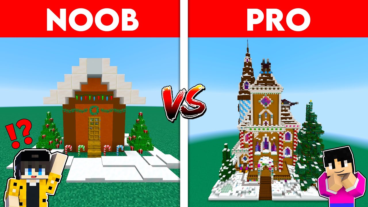 NOOB vs PRO: GINGERBREAD HOUSE BUILD CHALLENGE | Minecraft (Tagalog ...