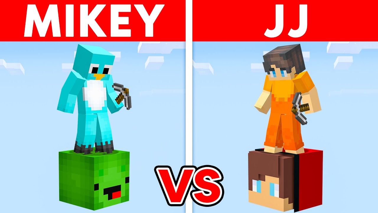 One MIKEY Block vs One JJ Block Secure Base Build Challenge Minecraft (Maizen) - Minecraft videos