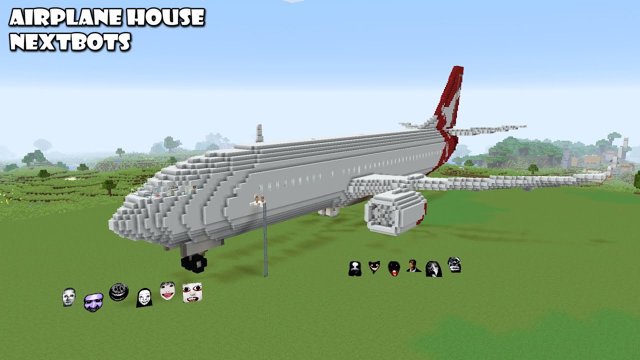 SURVIVAL AIRPLANE HOUSE WITH 100 NEXTBOTS in Minecraft! Gameplay ...