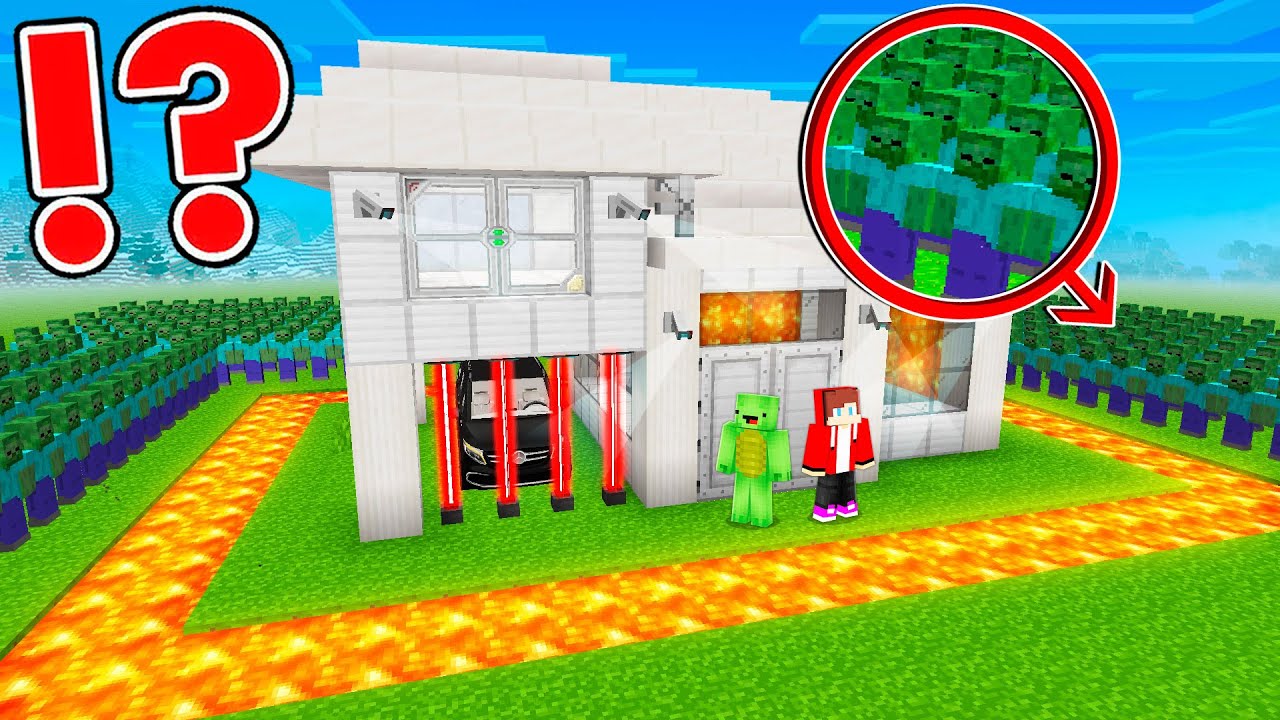The LARGEST Security House With ZOMBIE DEFENSE in Minecraft - Maizen JJ and Mikey BUILD ...