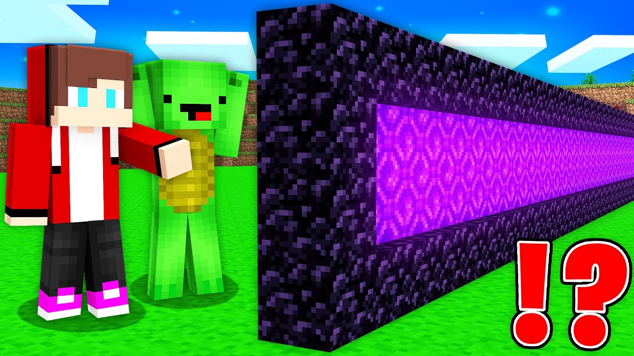 What JJ and Mikey Find inside THE LONGEST NETHER PORTAL in Minecraft Maizen! - Minecraft videos