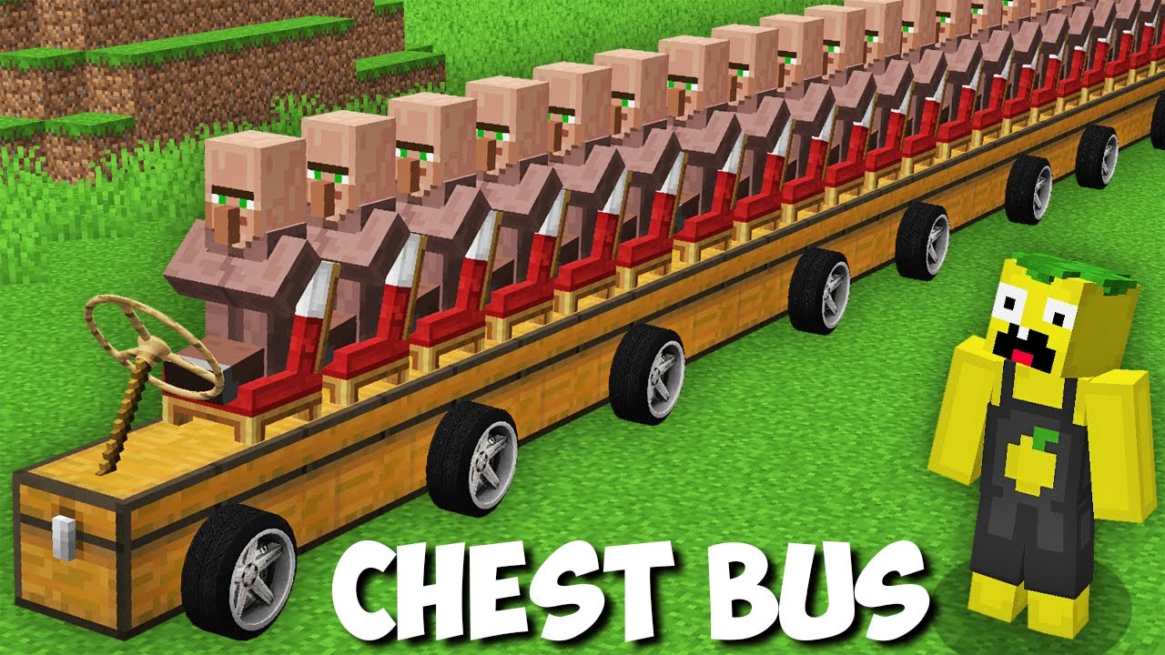 Where is THIS LONGEST CHEST BUS WITH VILLAGERS GOING in Minecraft ? NEW ...