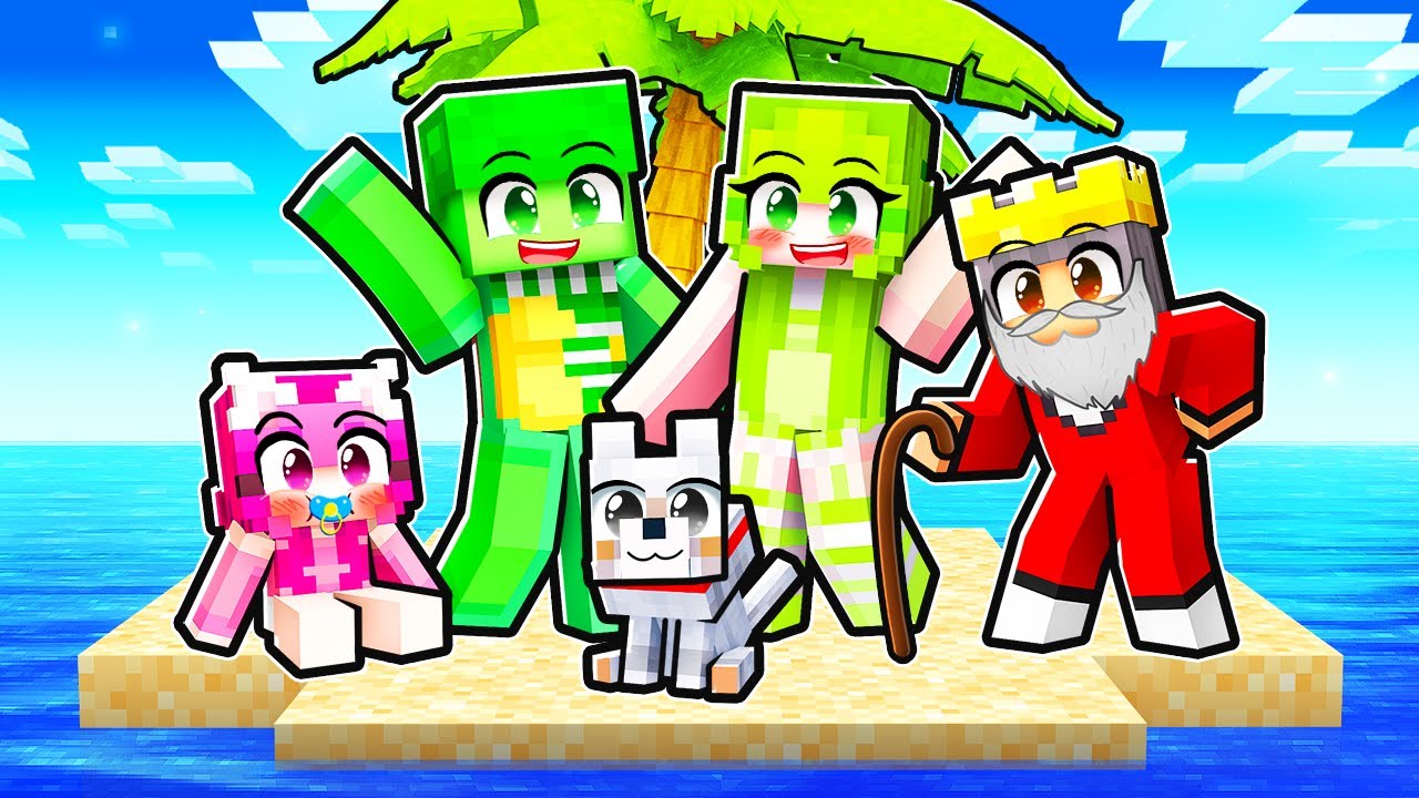 Trapped as a FAMILY on an ISLAND in Minecraft! - Minecraft videos