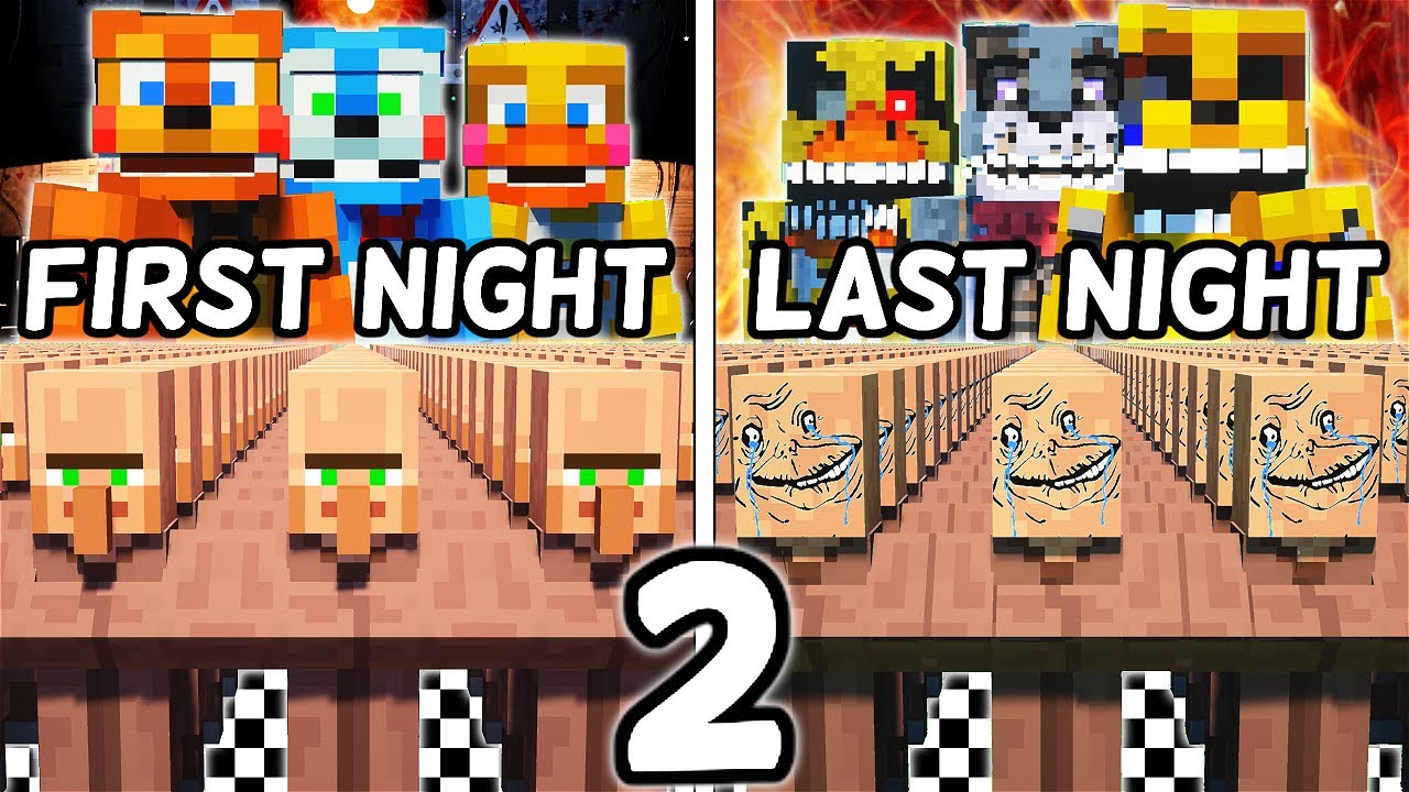 I Made 100 Villagers Simulate Survival At Five Nights at Freddy's 2 in ...