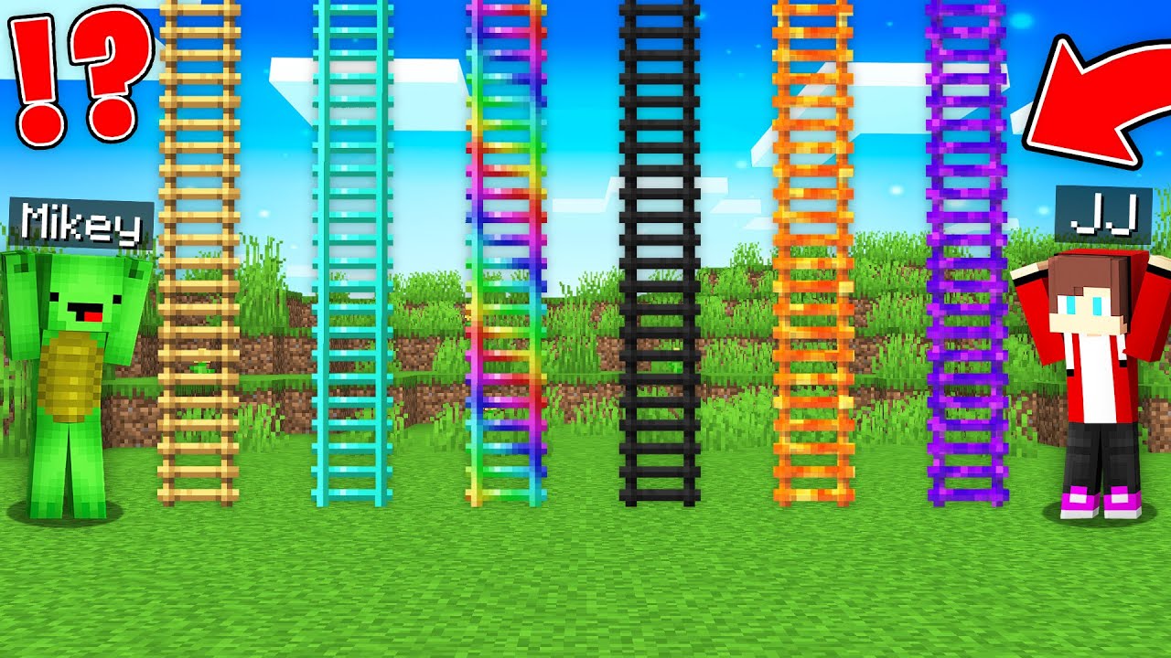 JJ and Mikey Found NEW TALLEST LADDERS of ALL TEXTURES in Minecraft Maizen! - Minecraft videos