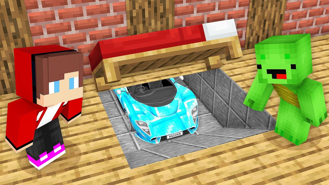 JJ and Mikey Found SECRET TINY CAR UNDER BED in Minecraft! (Maizen) - Minecraft videos