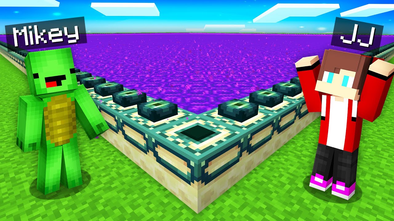 JJ and Mikey Make THE BIGGEST NETHER END PORTAL in Minecraft Maizen ...
