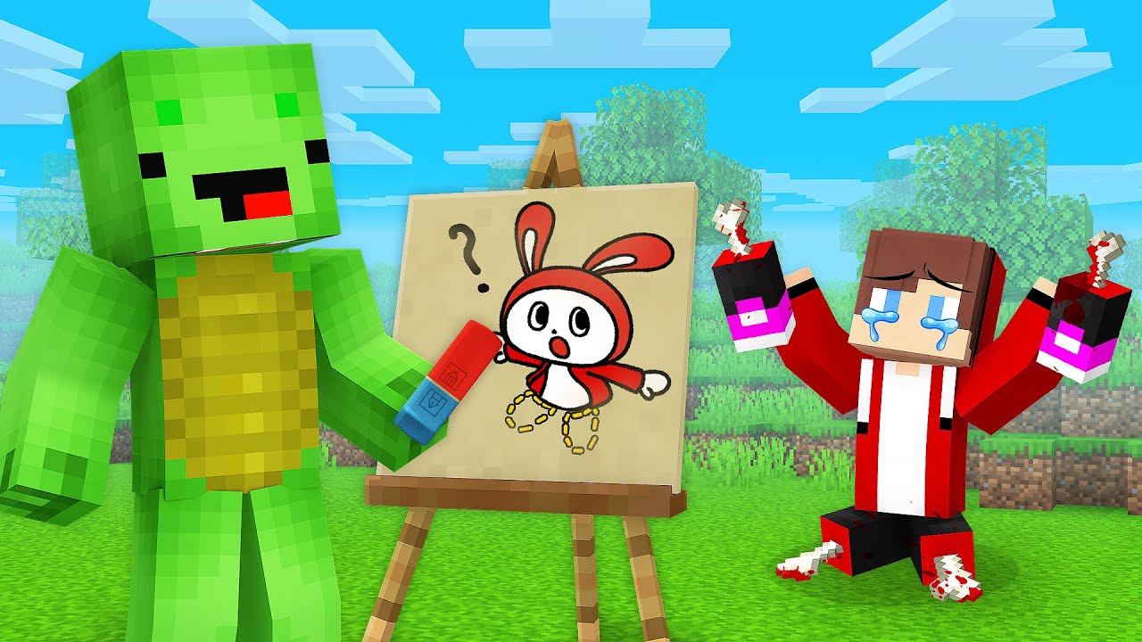 Jj And Mikey Use Drawing Mod To Remove Anything In Minecraft Challenge