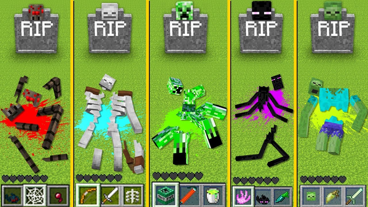MUTANTS MOBS DIE IN MINECRAFT ZOMBIE CREEPER ENDERMAN SKELETON SPIDER ...