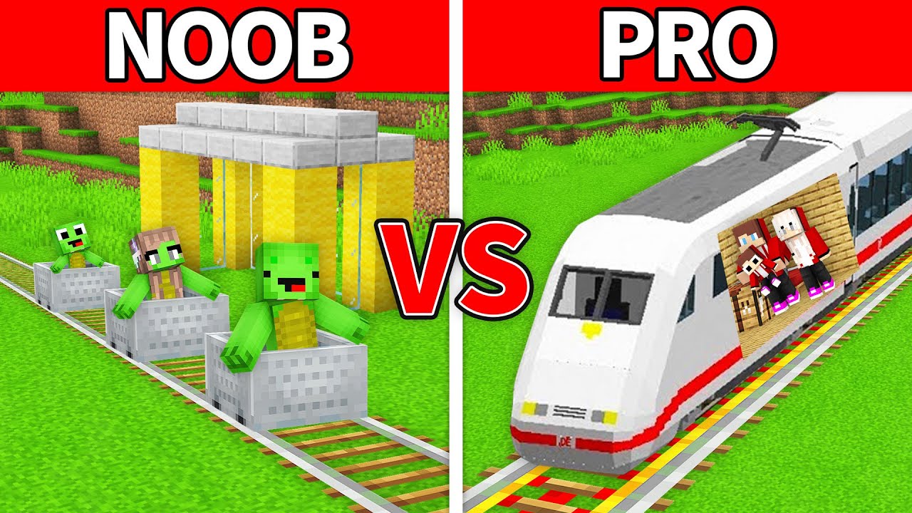 Mikey Family & JJ Family - NOOB vs PRO : Train House Build Challenge in Minecraft (Maizen ...