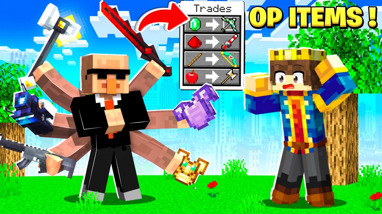 Minecraft But You Can TRADE With SUPER OP Villagers !! - Minecraft videos