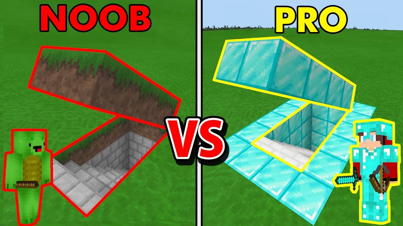 Minecraft NOOB vs PRO: Secret Bunker BUILD CHALLENGE - Minecraft videos