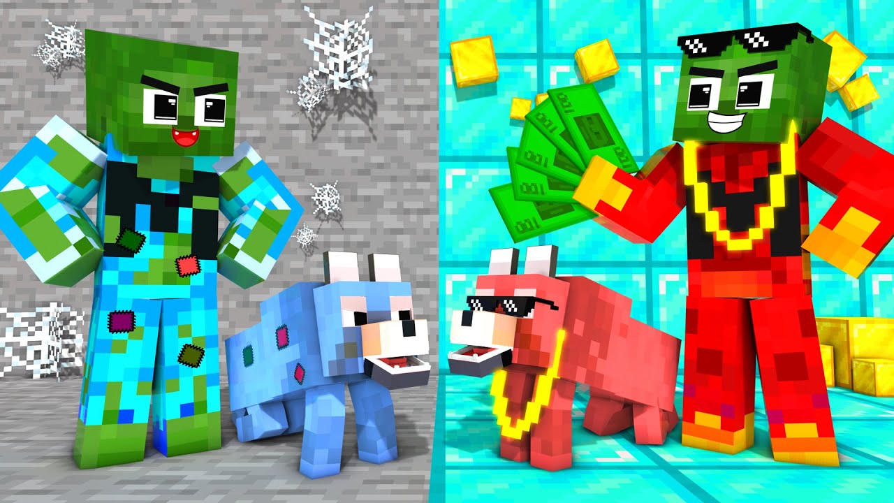 Monster School : Zombie x Squid Game Doll Rich and poor dog - Minecraft ...