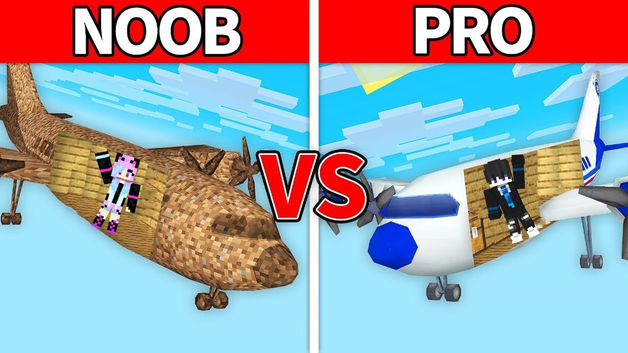 NOOB vs PRO: AIRPLANE HOUSE Build Challenge in Minecraft - Minecraft videos