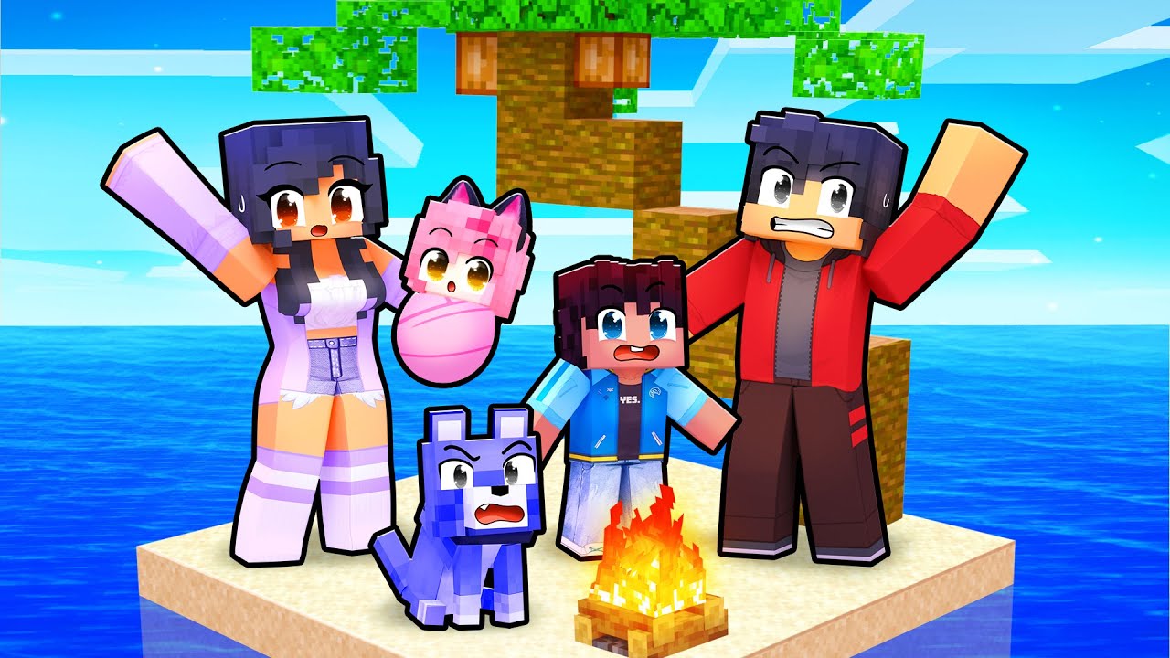 Trapped as a FAMILY on an ISLAND in Minecraft! - Minecraft videos