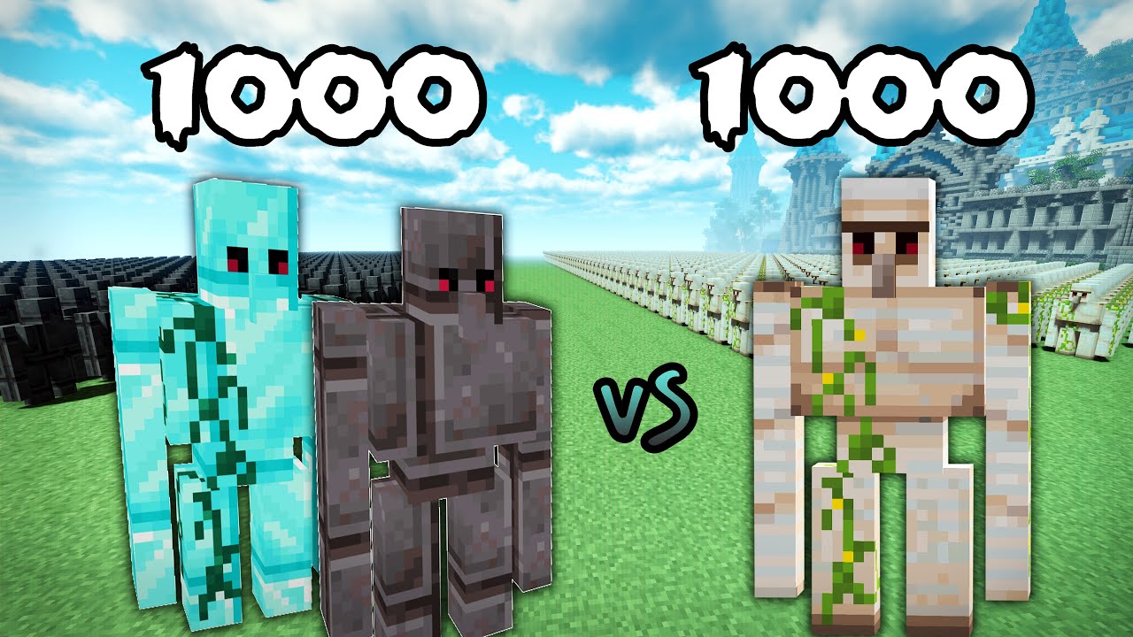 1000 Iron Golems Vs 1000 Diamond & Netherite Golems | Minecraft ...