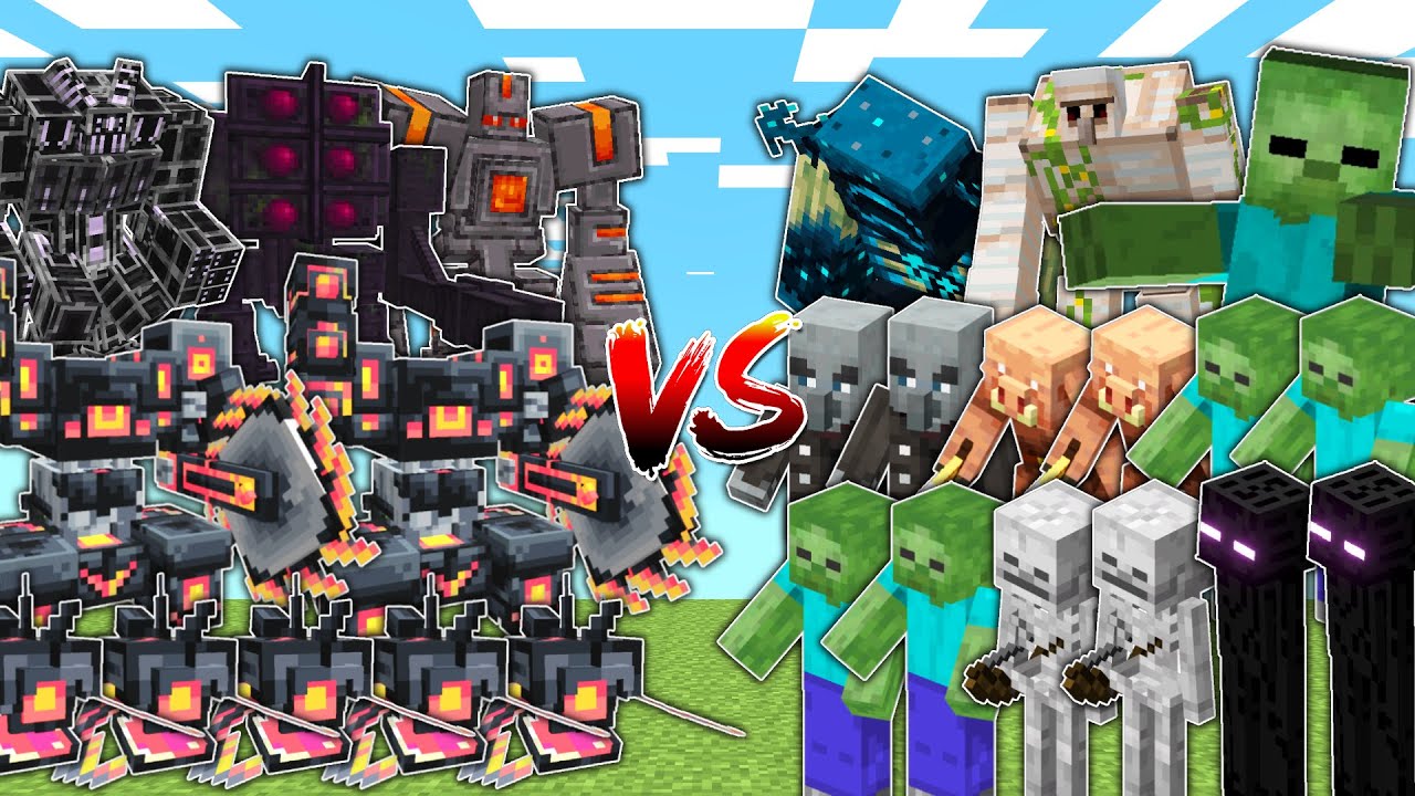 AI ROBOT INVASION vs MINECRAFT in Mob Battle - Minecraft videos