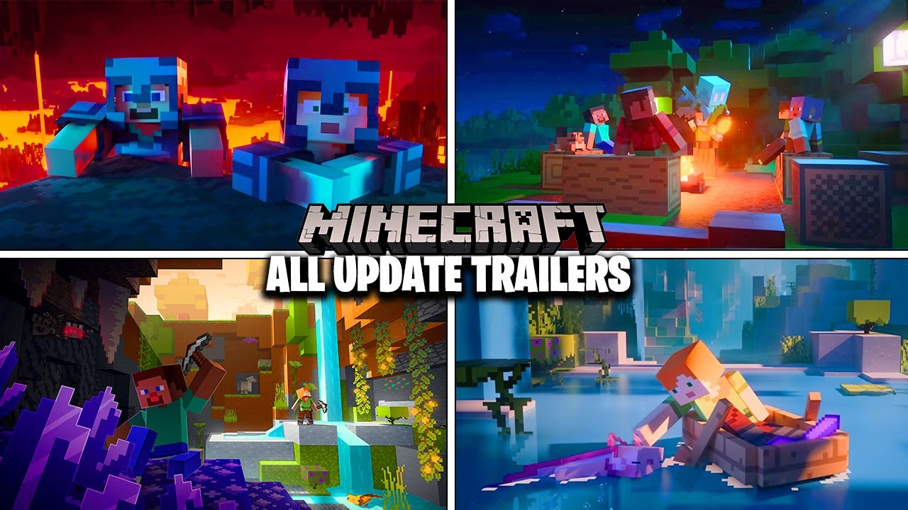 All Minecraft Animated Update Trailers (1.1-1.19 Update) - Minecraft videos