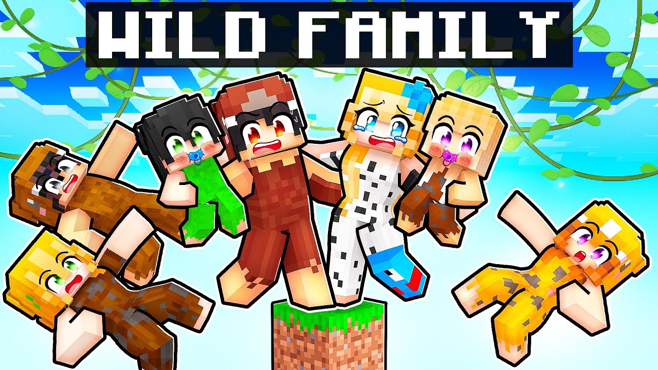 Having a WILD FAMILY on ONE BLOCK in Minecraft! - Minecraft videos