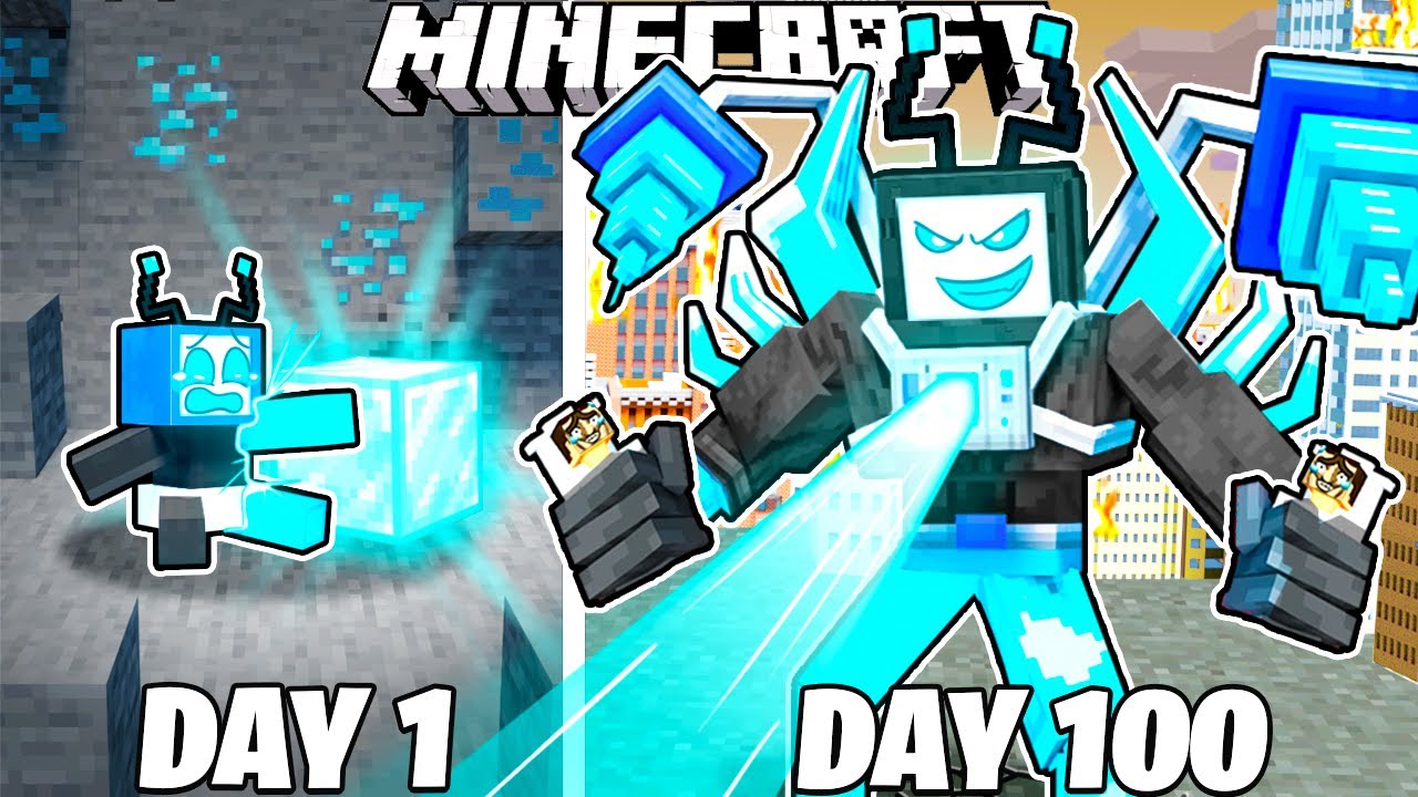 I Survived 100 Days As Diamond Titan In Hardcore Minecraft Minecraft