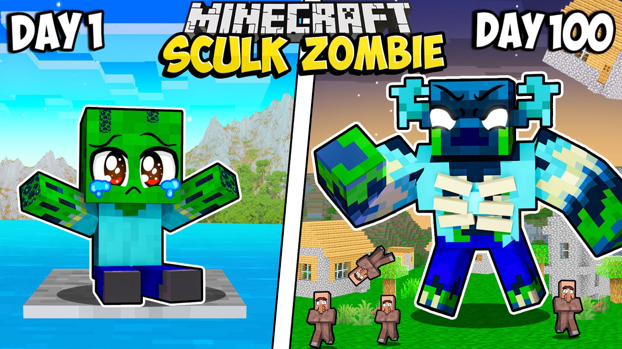 I Survived 100 Days as a SCULK ZOMBIE in Minecraft - Minecraft videos
