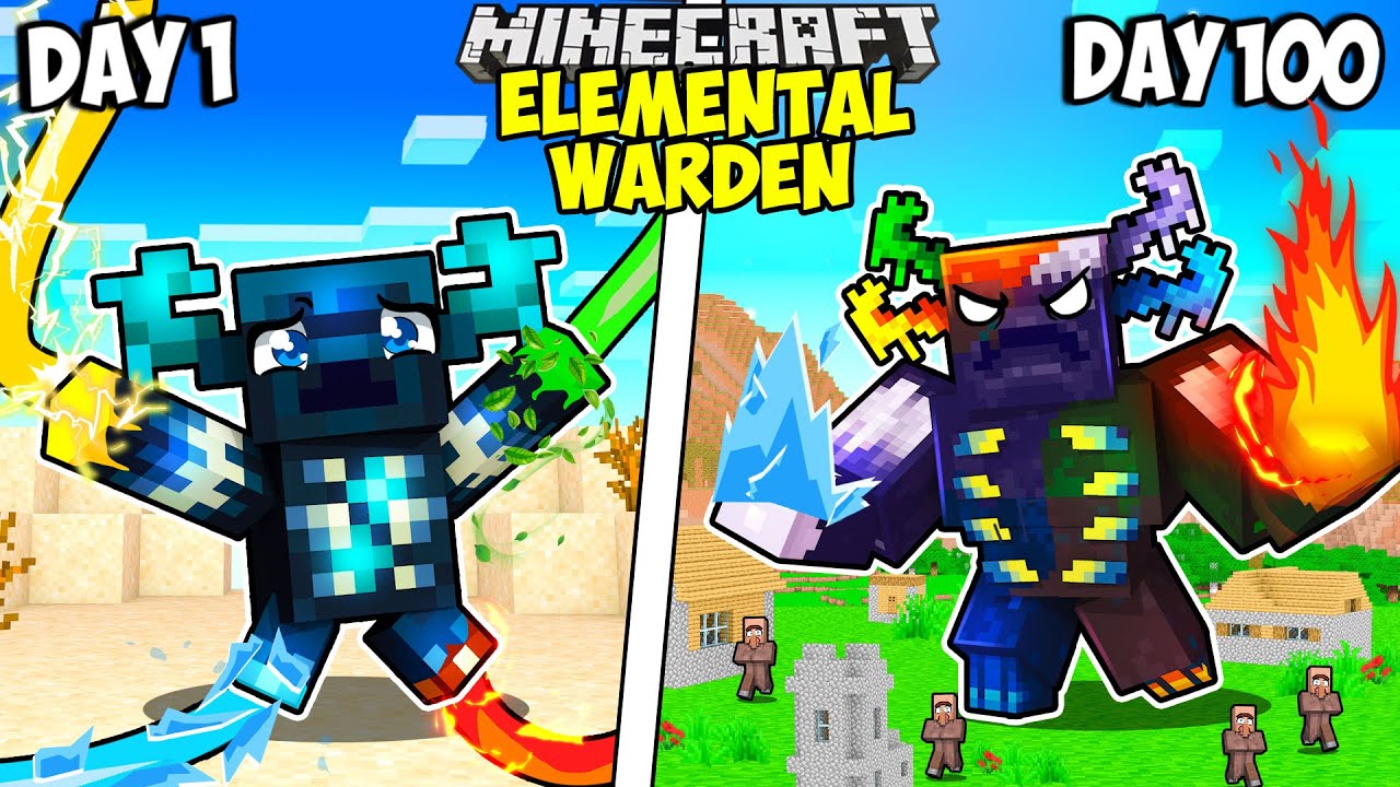 I Survived 100 Days as an ELEMENTAL WARDEN in Minecraft - Minecraft videos