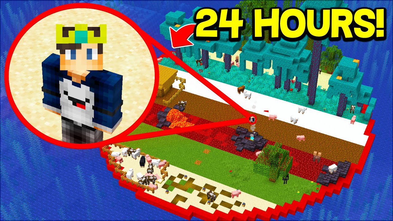 I Survived 24 Hours in a CIRCLE in Minecraft Hardcore - Minecraft videos