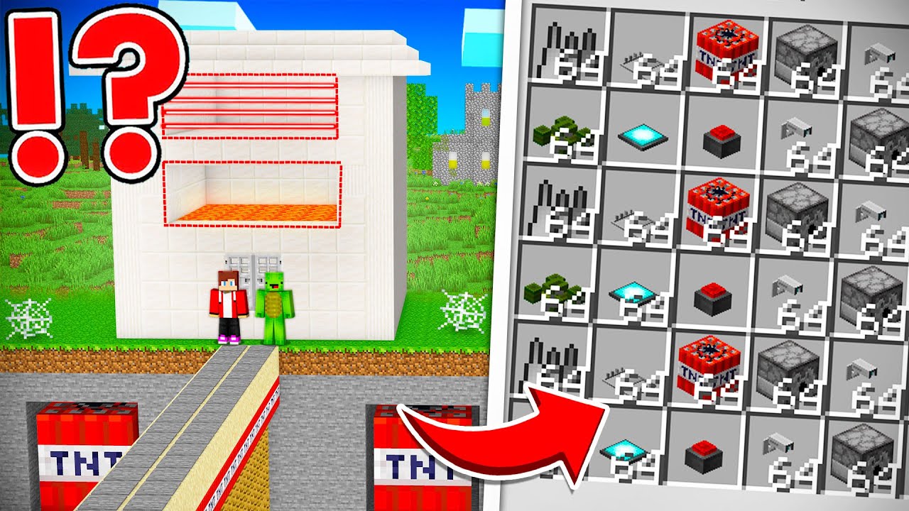 JJ and Mikey Built a Base Protected by Hidden Traps in Minecraft - Maizen BUILD CHALLENGE ...