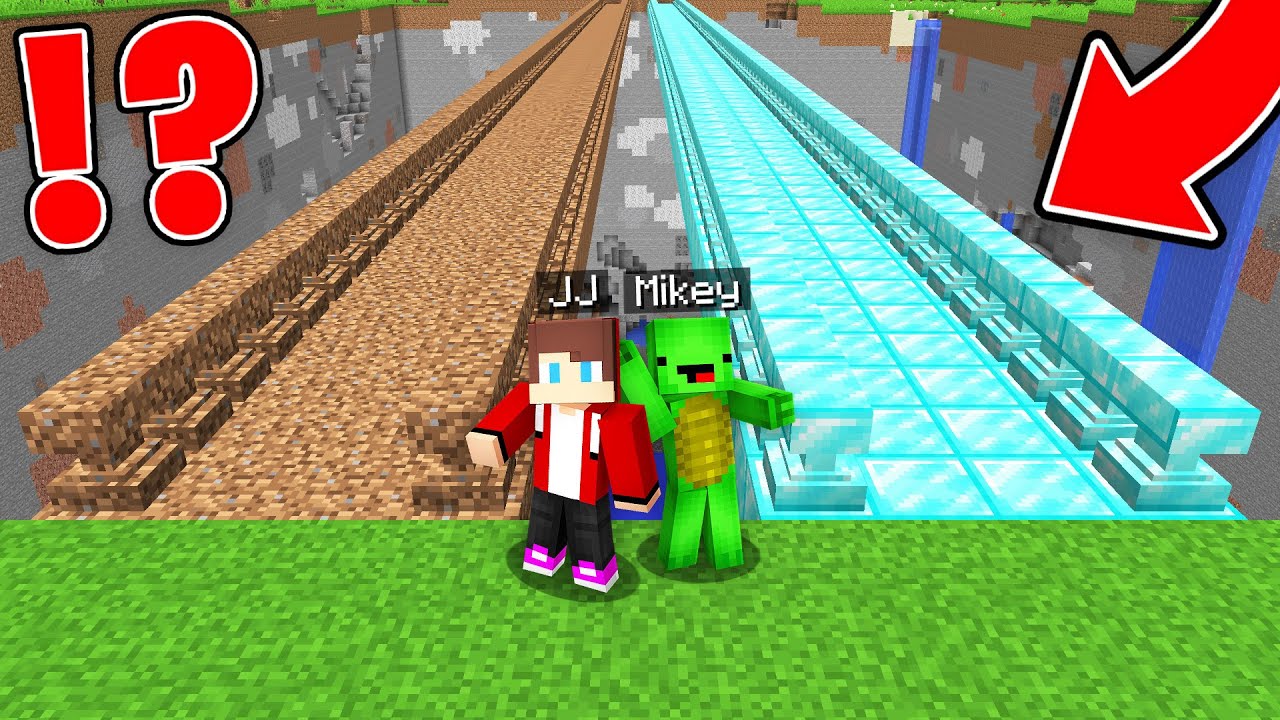 JJ and Mikey Found THIS LONG BRIDGE LEAD : DIRT vs DIAMOND in Minecraft Maizen! - Minecraft videos