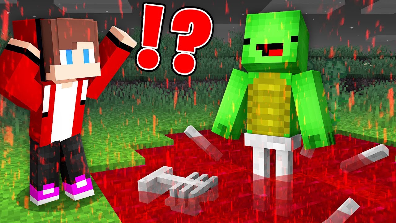 JJ and Mikey Scared with BLOOD RAIN in Minecraft! - Maizen - Minecraft videos