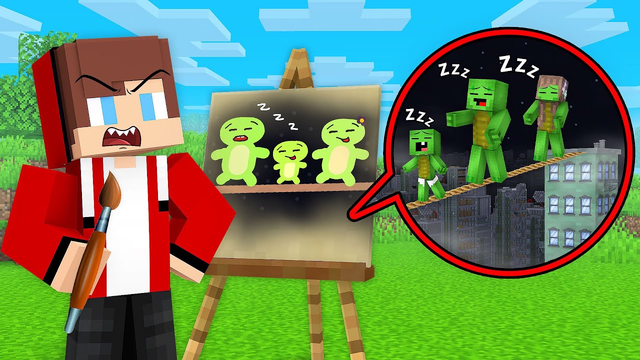 JJ use DRAWING MOD to Prank Mikey Family in Minecraft (Maizen) - Minecraft videos