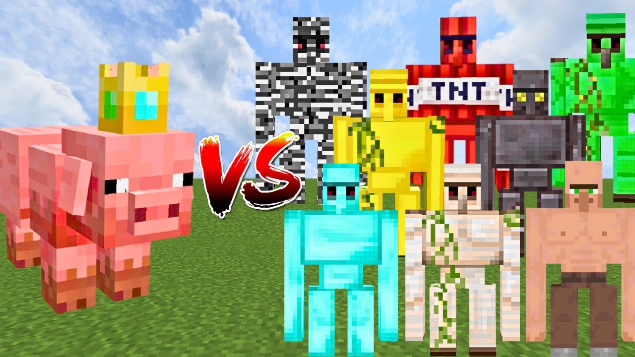 KING PIG vs ALL GOLEMS | Minecraft Mob Battle - Minecraft videos