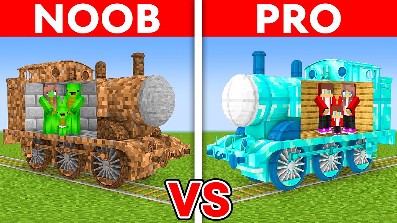 MAIZEN FAMILY: NOOB vs PRO: TRAIN HOUSE Build Challenge in Minecraft ...