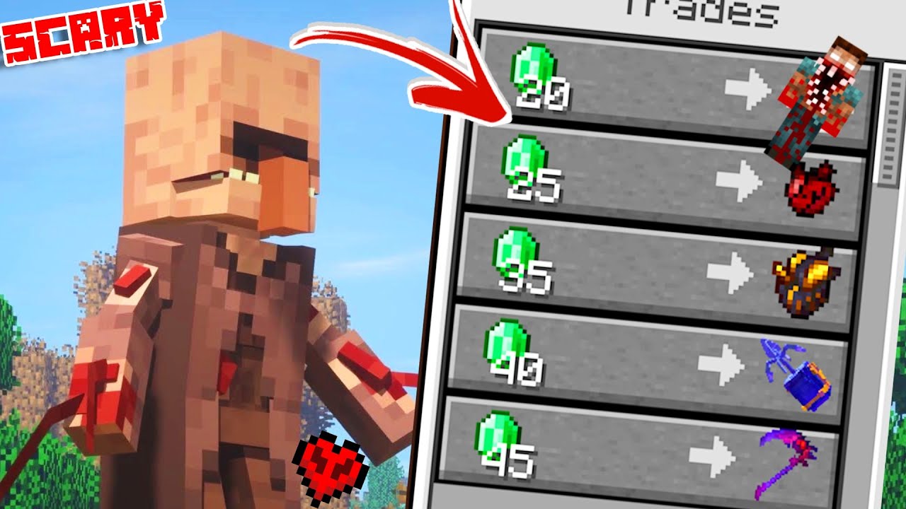 Minecraft But Scary VILLAGER TRADE OP SCARY ITEMS! - Minecraft videos