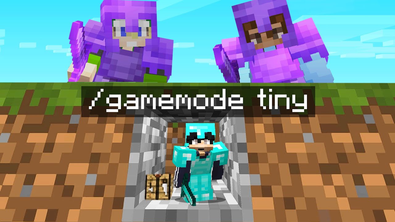 Minecraft Manhunt (1V2) But I Secretly Used TINY Mode... - Minecraft videos