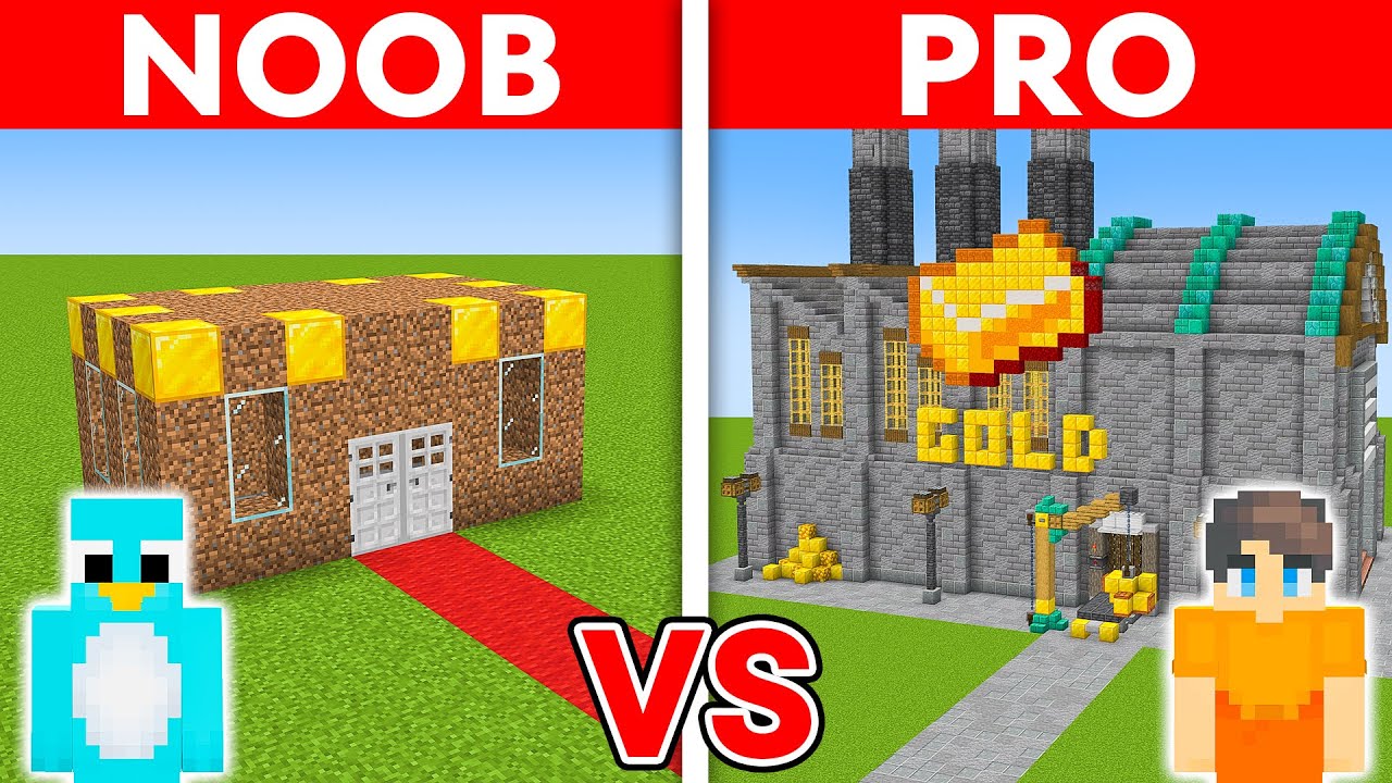 Minecraft NOOB vs PRO: GOLD FACTORY BUILD CHALLENGE - Minecraft videos