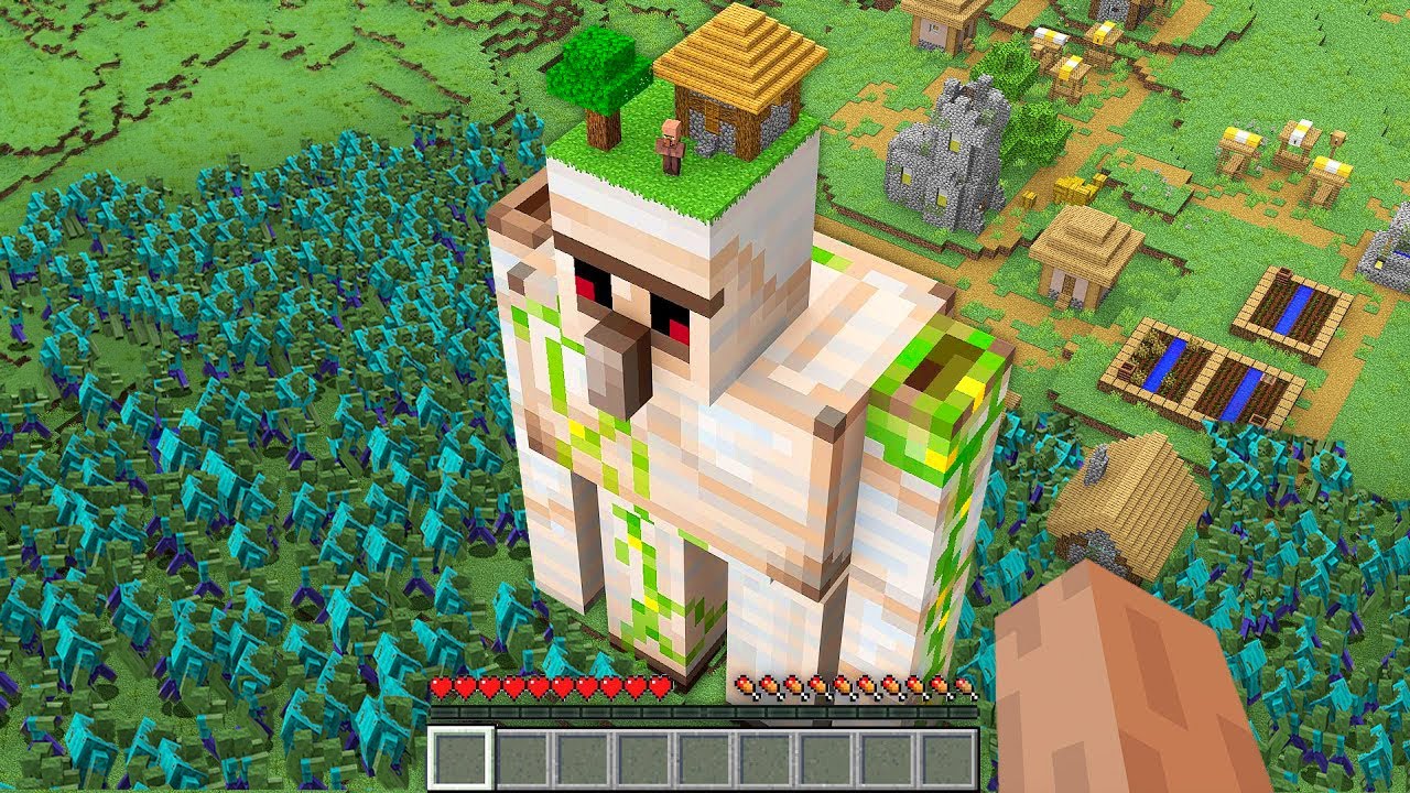 Minecraft Villager and TITAN Iron Golem Protect the Village from The ...