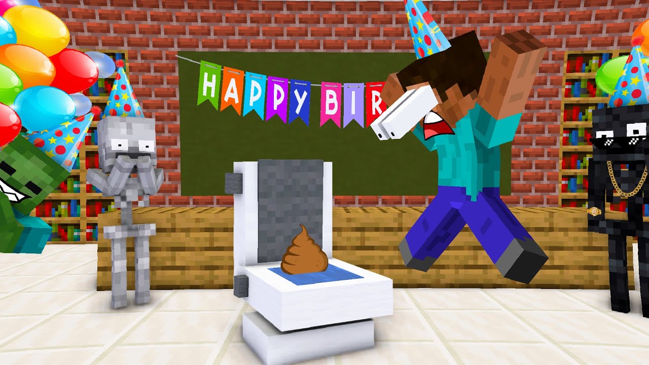 Monster School : HEROBRINE BIRTHDAY - Funny Minecraft Animation ...